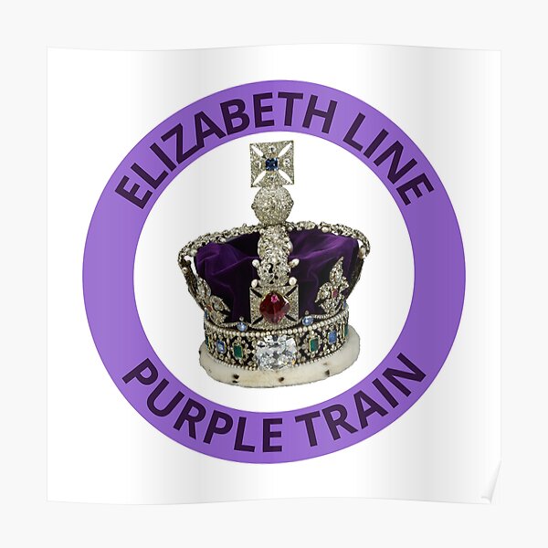 "Elizabeth Line Purple Train with Crown" Poster for Sale by LoloTrends ...