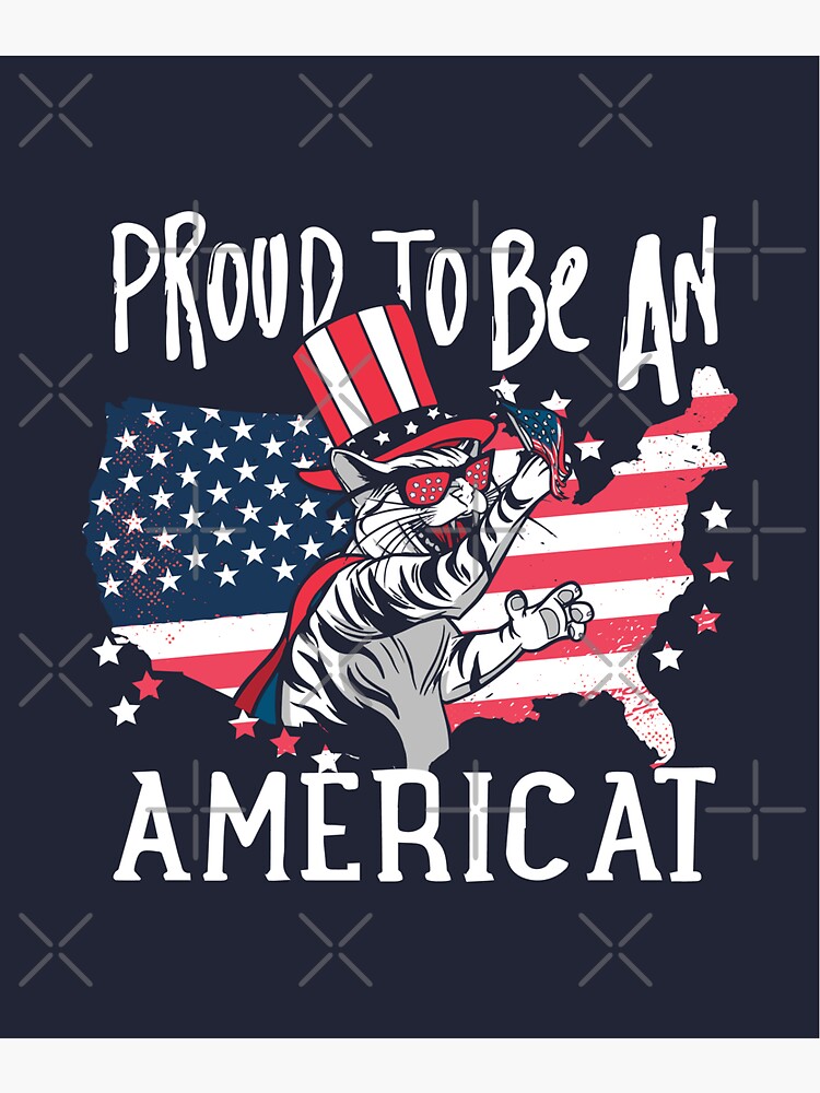 Pegatina «Orgulloso de ser un gato patriótico de Americat | Meowica 4 ...