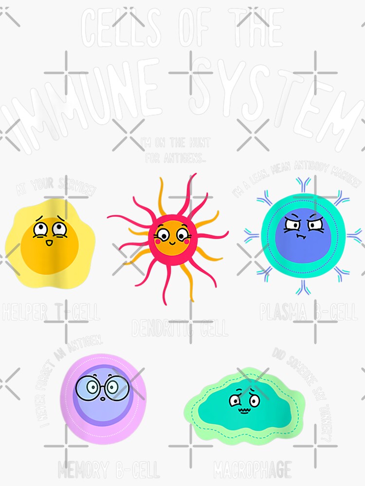 " Immune System Cells Biology Cell Science Humor Immunologist" Sticker ...