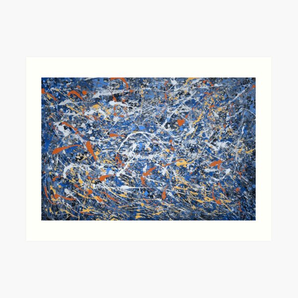 "Blue and Black Jackson Pollock Style Drip Painting Original Abstract ...