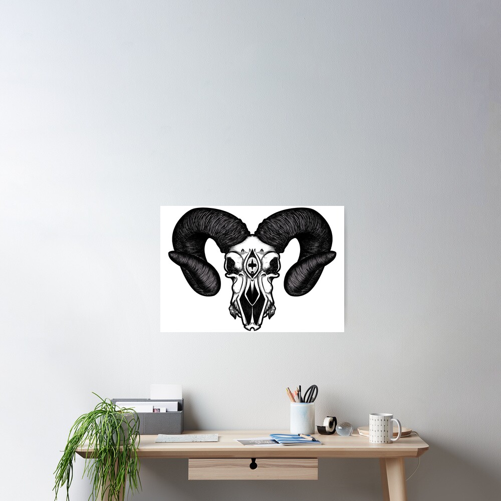 "Demon Ram Skull" Poster for Sale by AmeryV | Redbubble