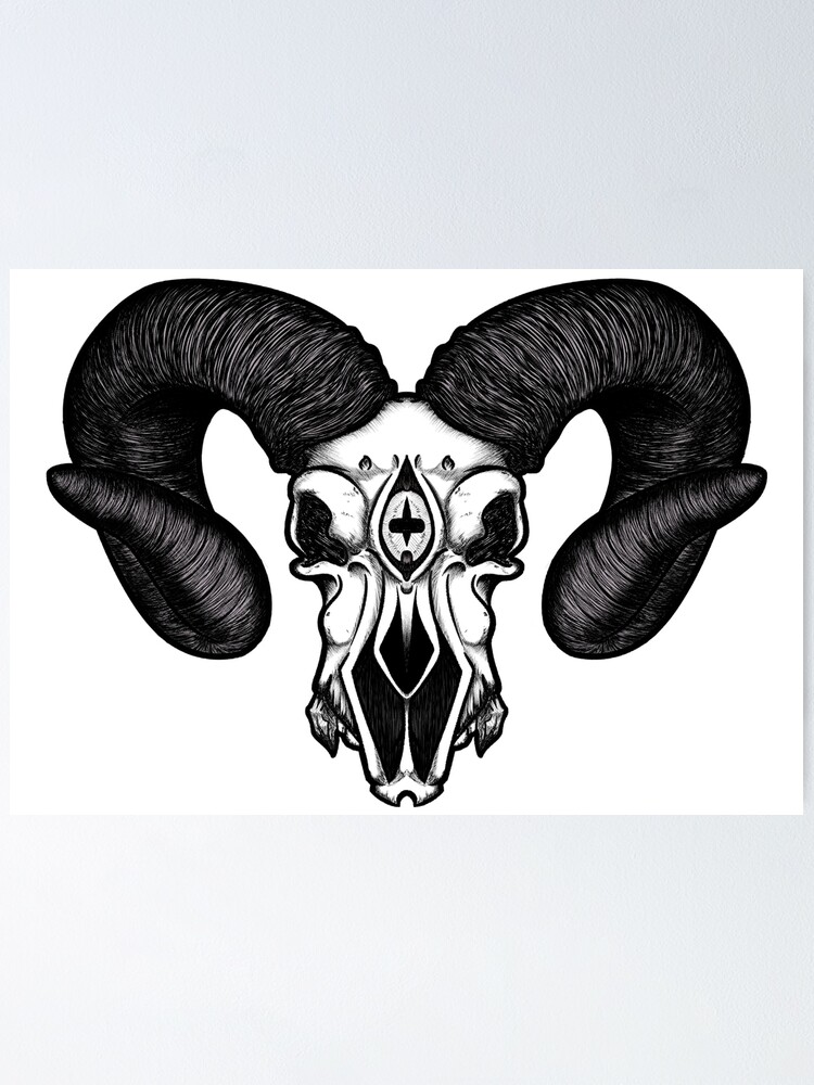 "Demon Ram Skull" Poster for Sale by AmeryV | Redbubble