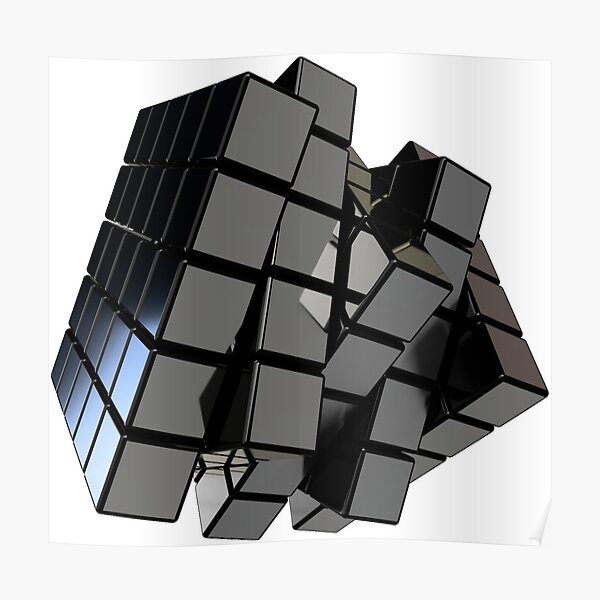 "Five by 5 shiny metal 3D Rubik's cube" Poster for Sale by CubicNerd ...