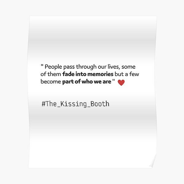 "The Kissing Booth Quotes" Poster for Sale by Sound-Of-Magic | Redbubble