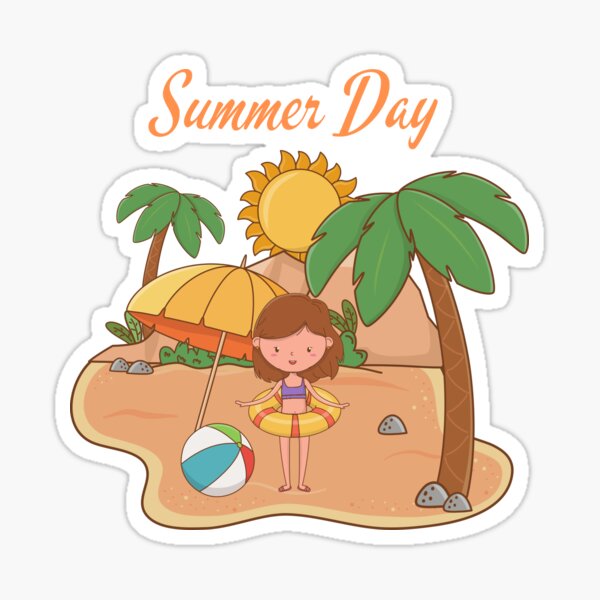 "Summer day on the beach sand" Sticker for Sale by SweetKidsDesign ...