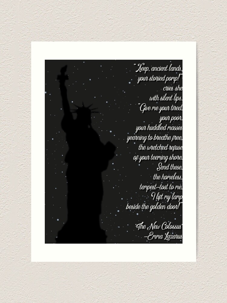 "Statue Of Liberty Silhouette With Poem" Art Print for Sale by ...
