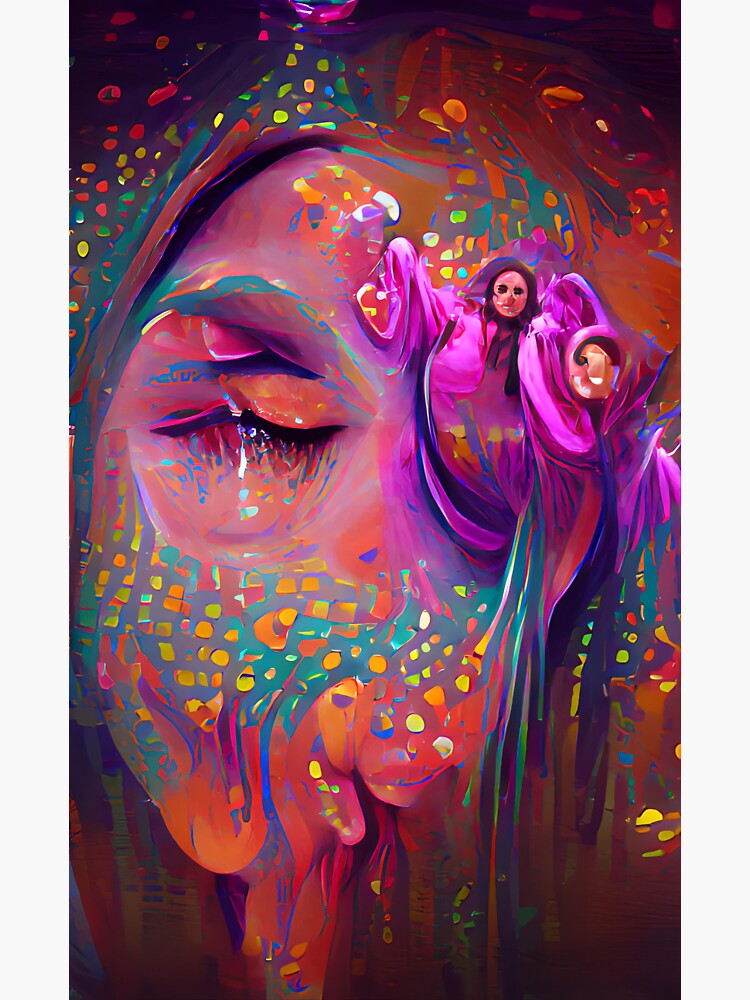 "Melted Face Ghost Colorful Creepy Art" Sticker for Sale by ...