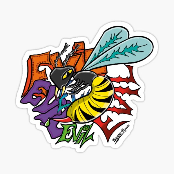 "TechnoPigeon Wasps are Evil" Sticker for Sale by TechnoPigeon | Redbubble