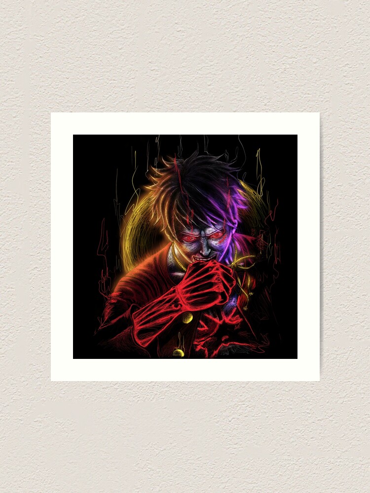 "Luffy neon - one piece " Art Print for Sale by Bauldhurshokun | Redbubble