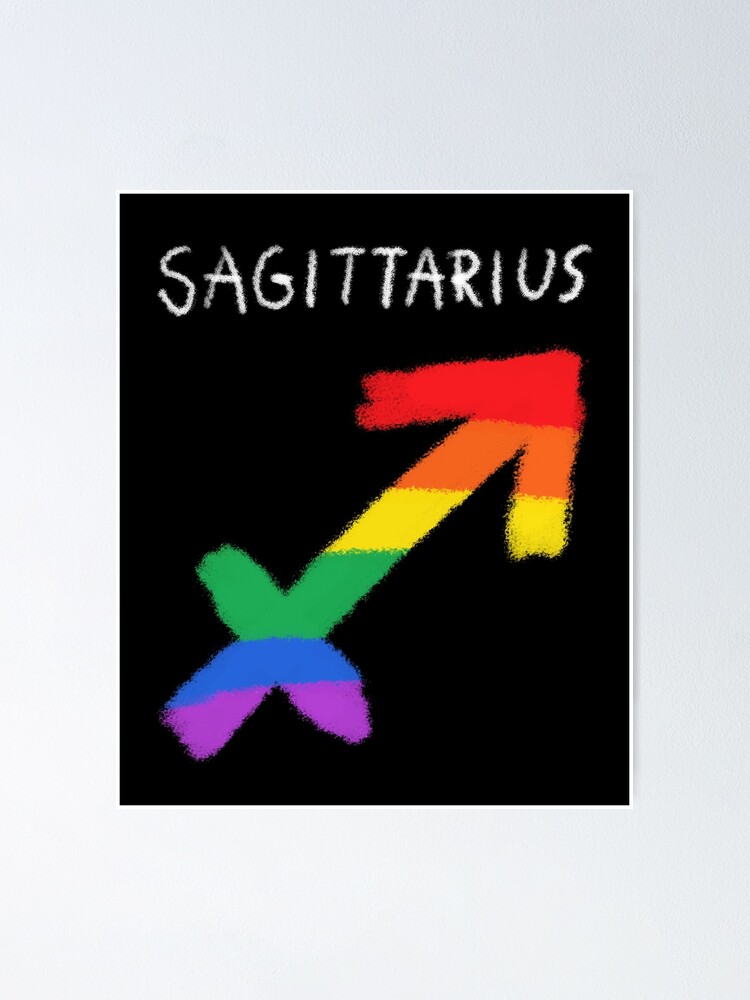 "Sagittarius Zodiac Sign Gay Lesbian LGBT Pride Rainbow Flag" Poster ...