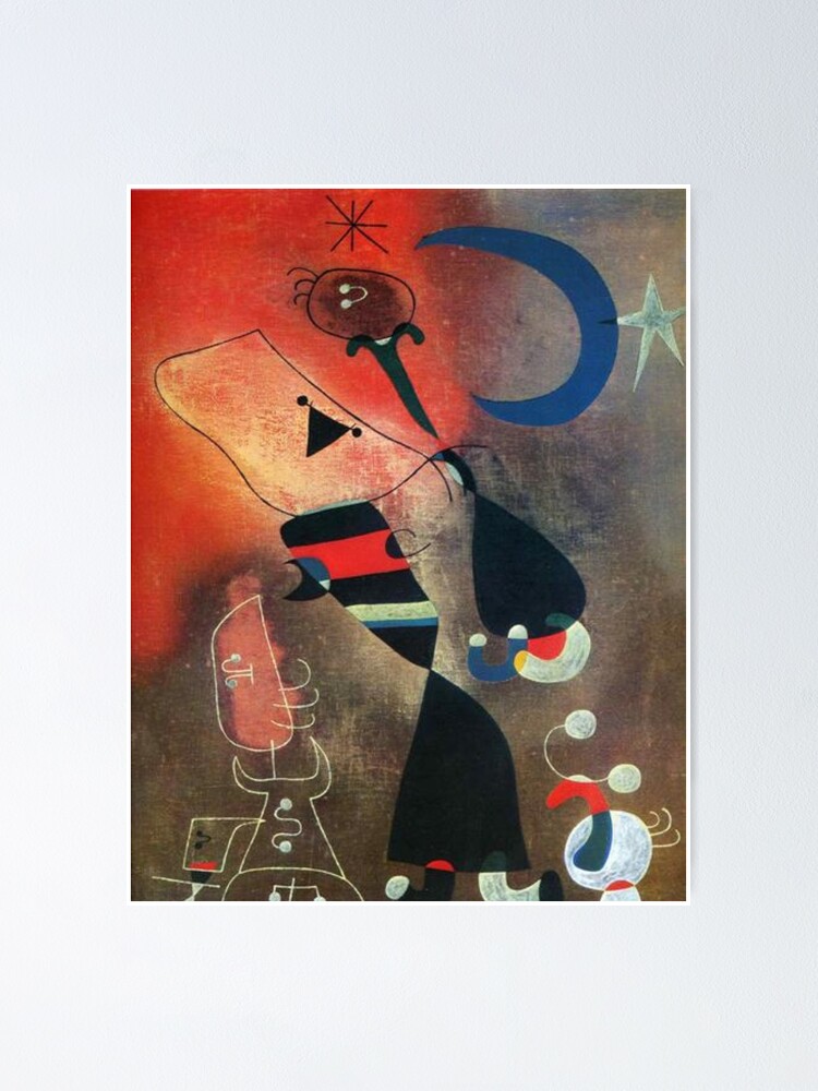 "Joan Miro women and bird in the moonlight surrealism figurative art ...