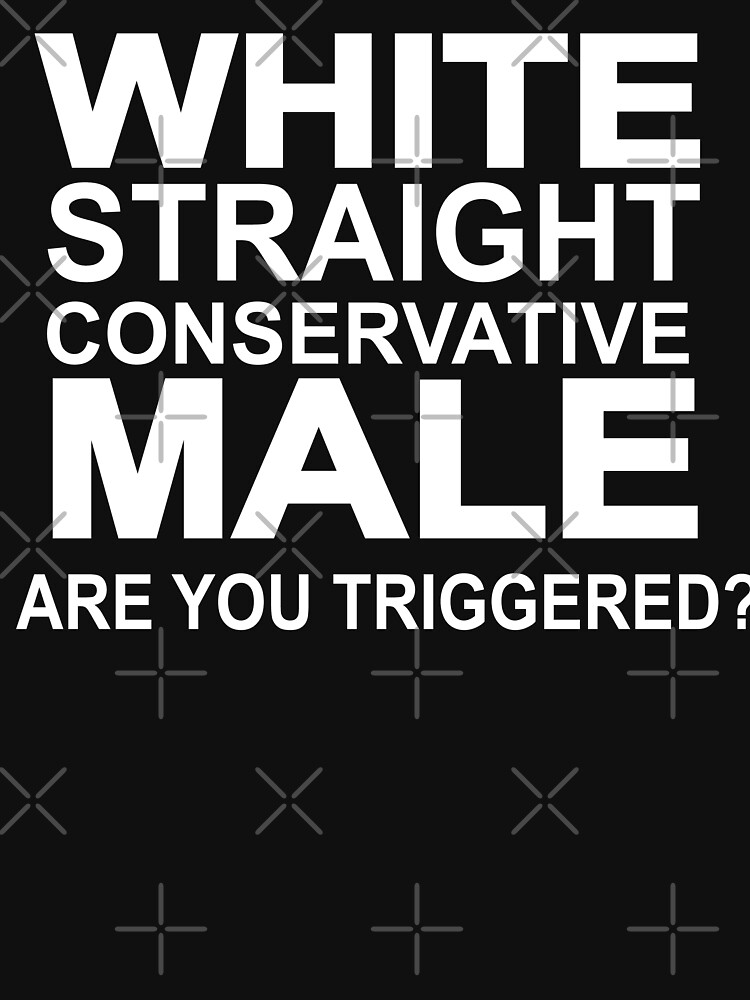 "white straight conservative male are you triggered " T-shirt by ...