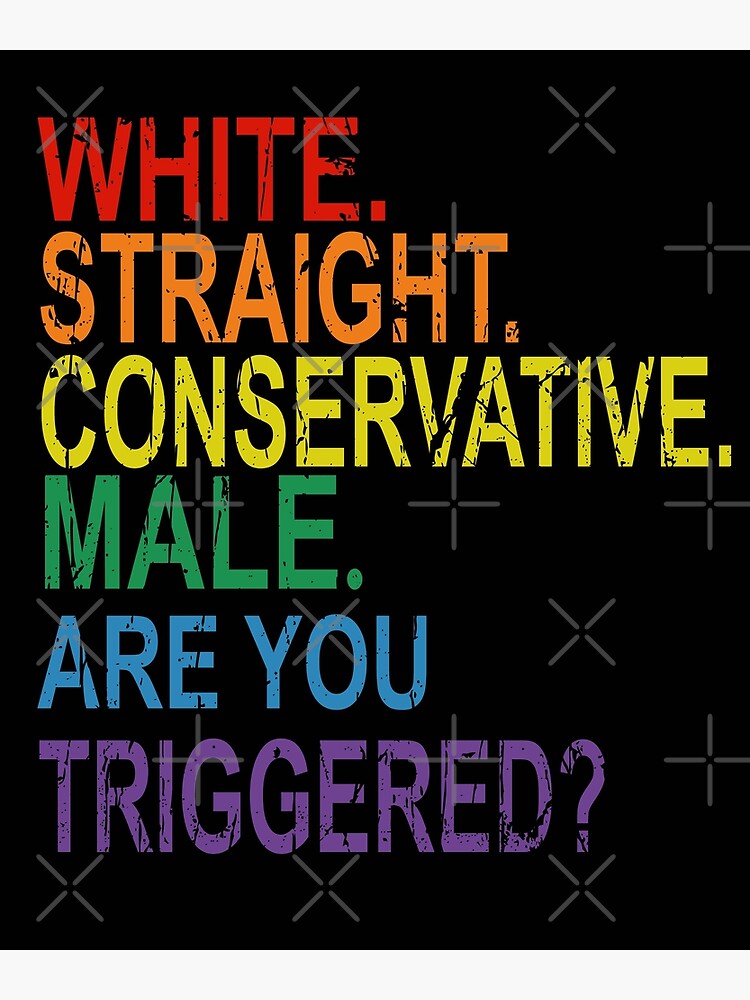 " white straight conservative male are you triggered " Poster for Sale by SheIsAQueen | Redbubble