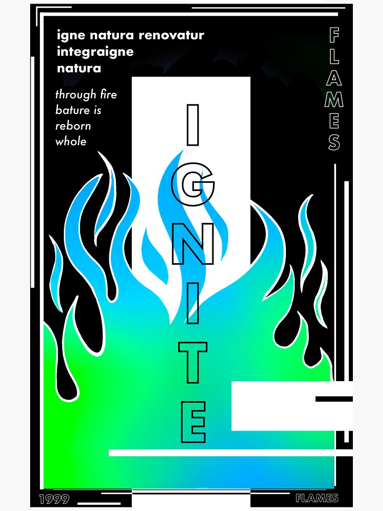 "Ignite Blue and Green Flames (Colorful fire design)" Sticker for Sale ...