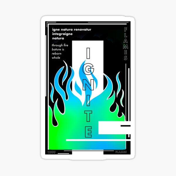 "Ignite Blue and Green Flames (Colorful fire design)" Sticker for Sale ...