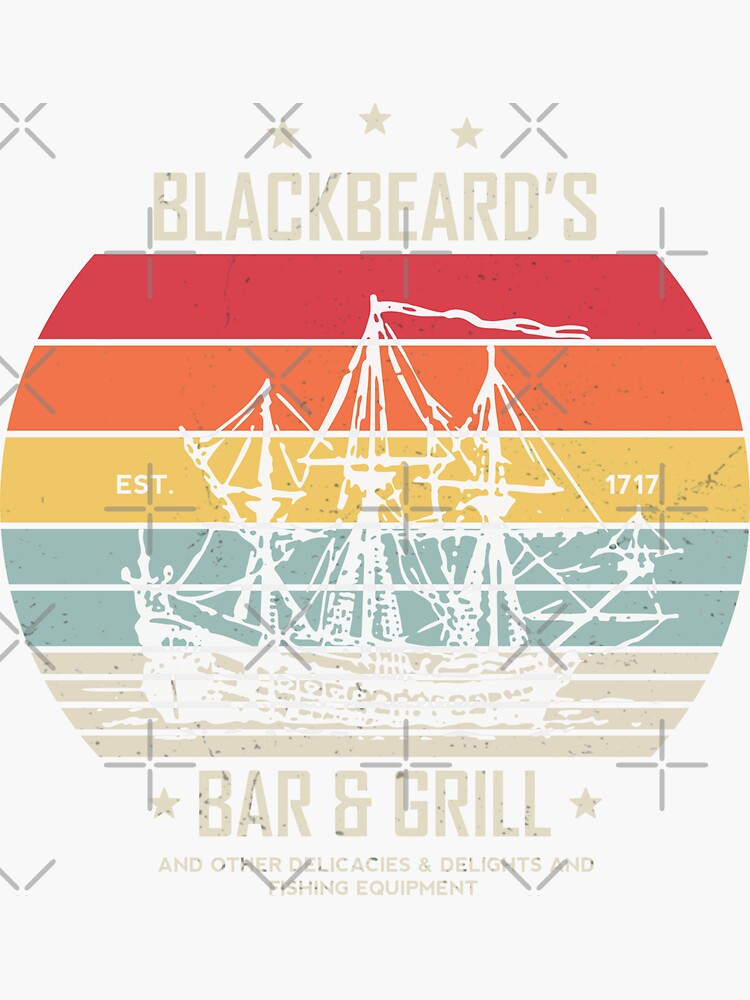 "Blackbeard’s Bar and Grill" Sticker for Sale by artdesign1156 | Redbubble