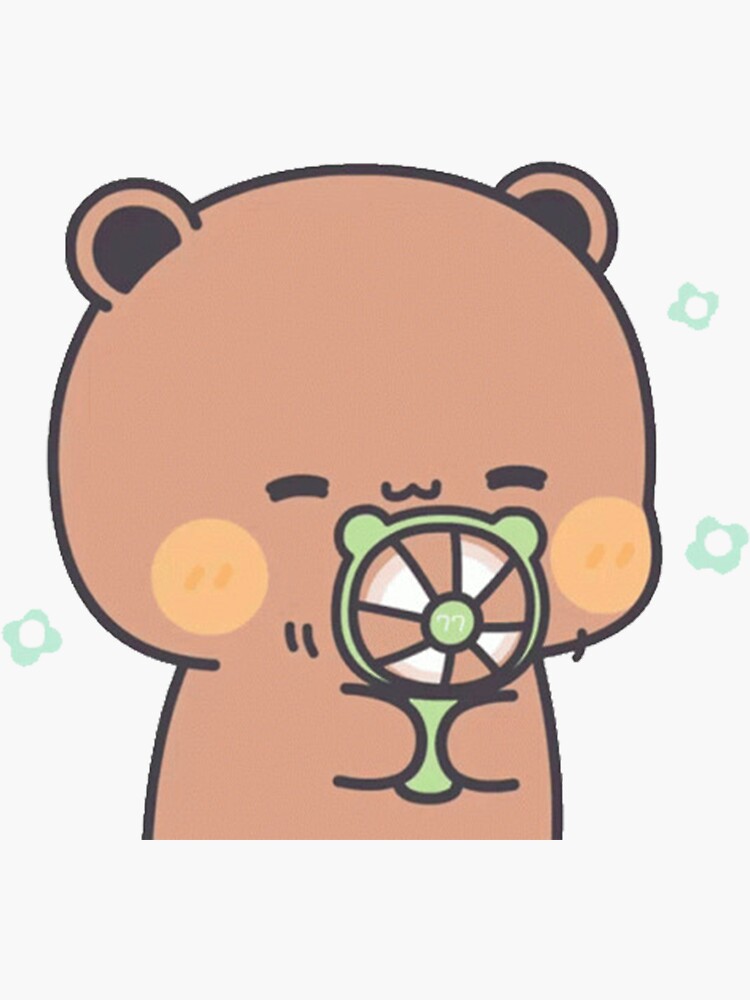 "Happy Cute Dudu Is Using His Mini Fan" Sticker for Sale by gingersweet ...