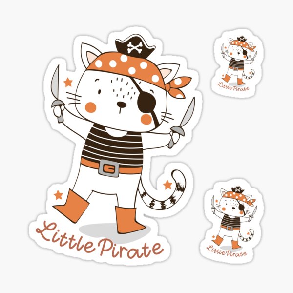 "Cute Pirate Cat Seamless Pattern" Sticker for Sale by TammarsDesigns ...