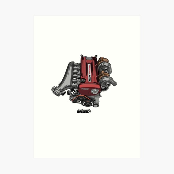 "RB26DETT Skyline GT-R engine" Art Print by SimpleWayDesign | Redbubble