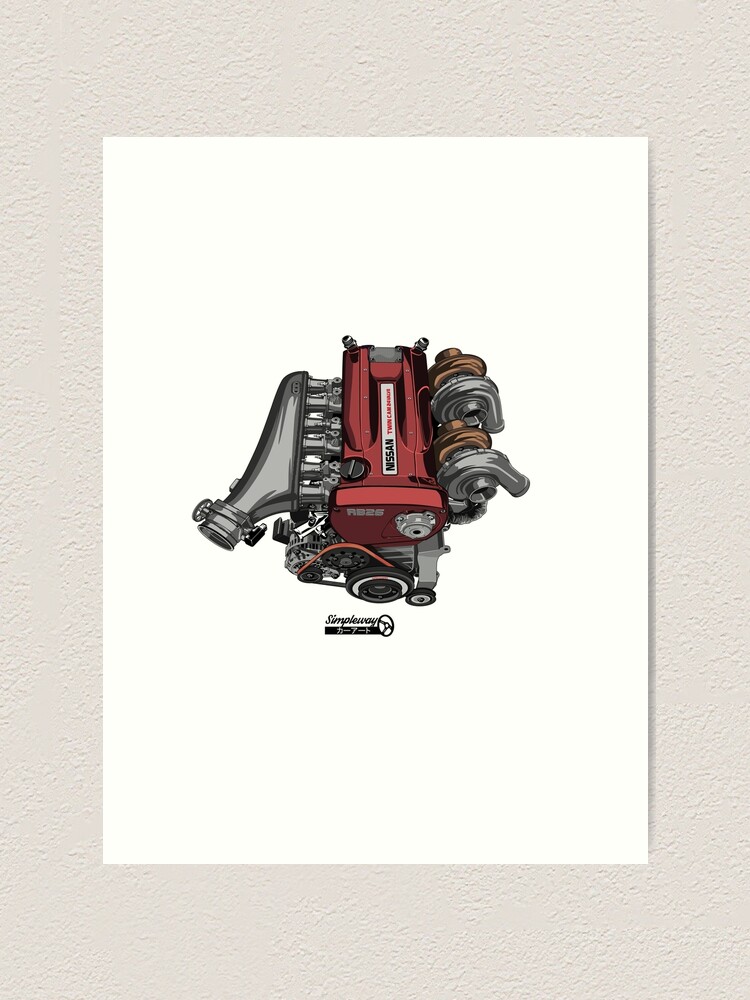 "RB26DETT Skyline GT-R engine" Art Print for Sale by SimpleWayDesign ...