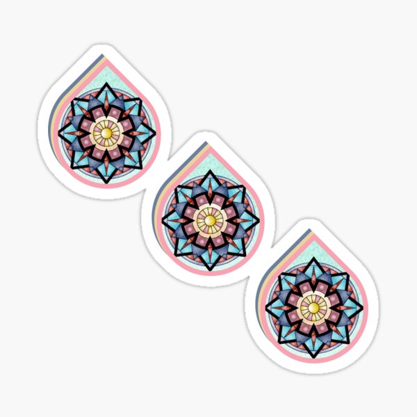 "Light Blue Star with Pastel Pink Mandala Raindrops" Sticker for Sale ...