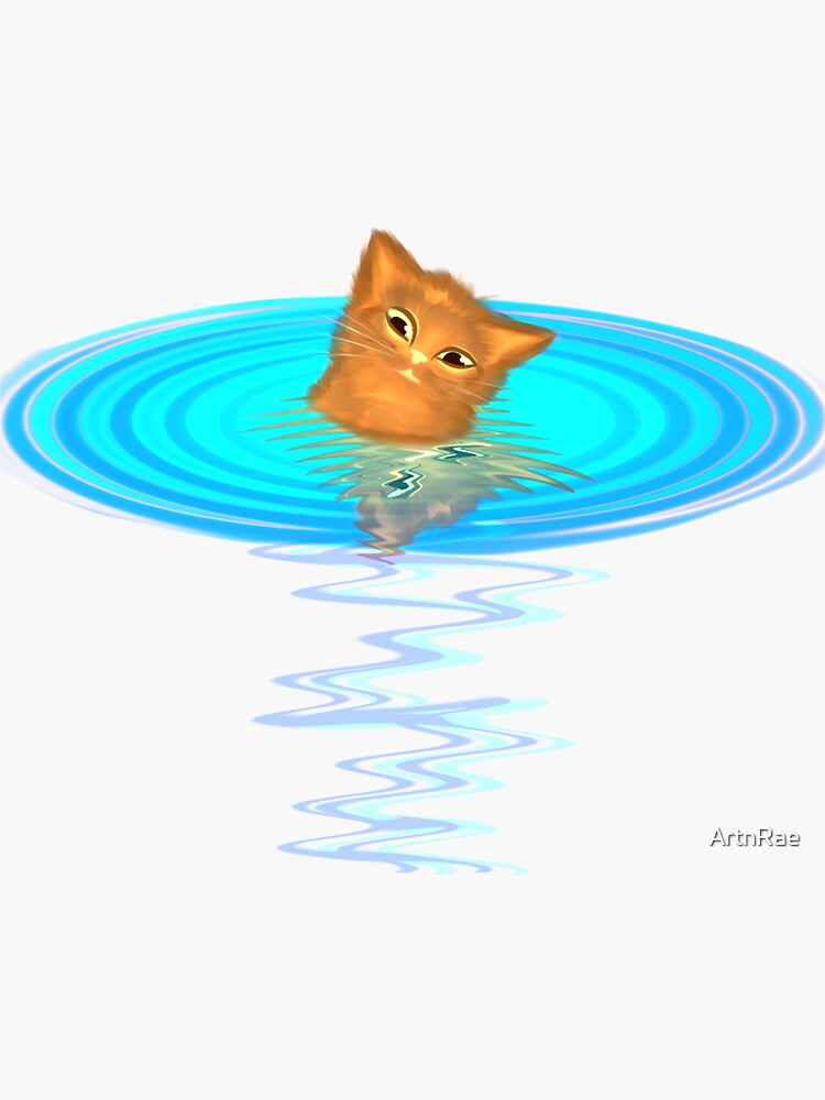 "Drowning cat " Sticker for Sale by ArtnRae | Redbubble