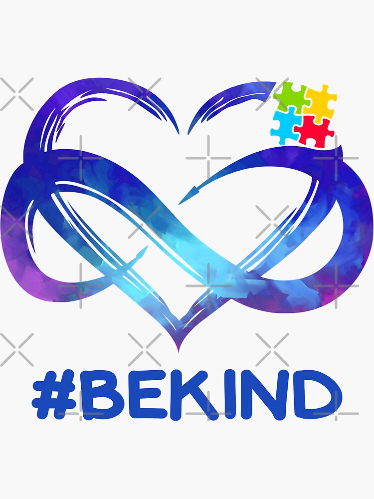 "Be Kind Autism Awareness Heart Autism Awareness Month" Sticker for ...