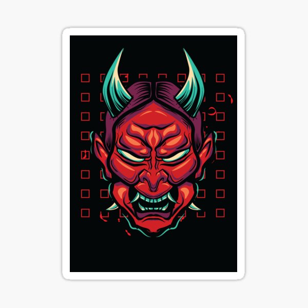 "Japanese Oni" Sticker for Sale by Artsbyabegail | Redbubble