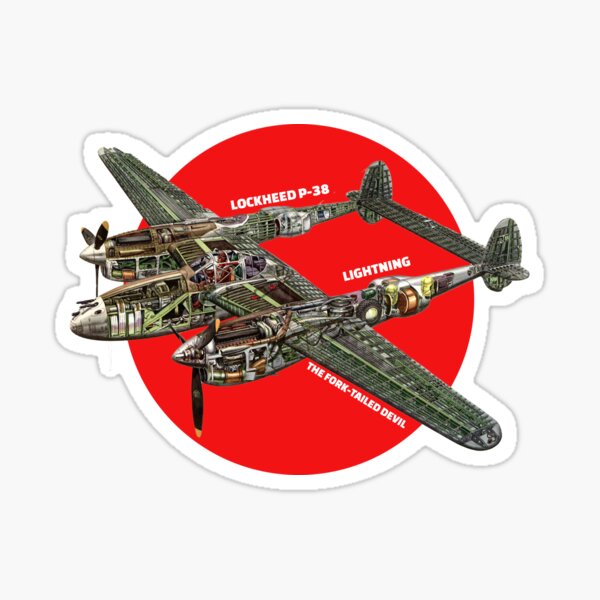 "WW2 Aircraft Lockheed P-38 Lightning Vintage" Sticker for Sale by ...