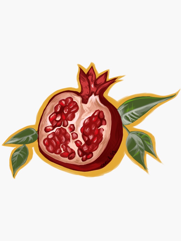 "Pomegranate" Sticker for Sale by cecilamilliken | Redbubble
