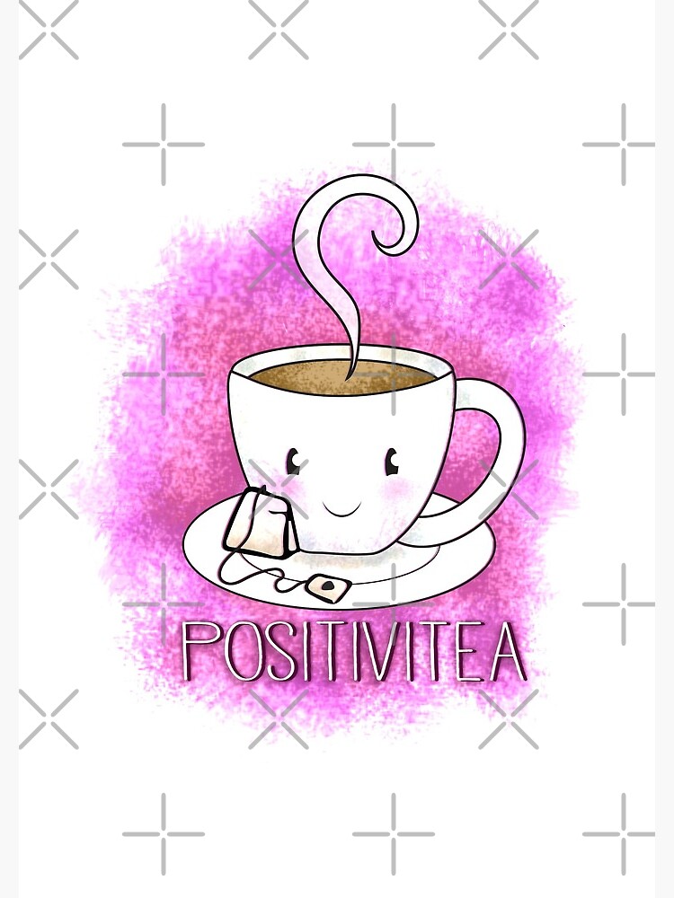 "PositiviTEA - Whimsical Smiling Tea Cup in Pink" Spiral Notebook for ...