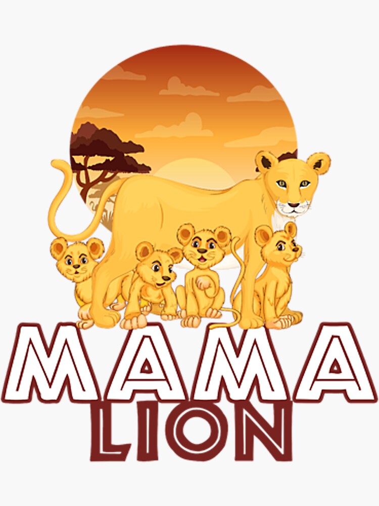 "mama lion big cat family mother children" Sticker by felixlavallard ...