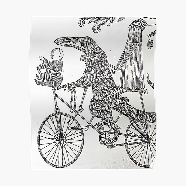 "Crocodile Riding a Bicycle" Poster by Rhondalevins | Redbubble