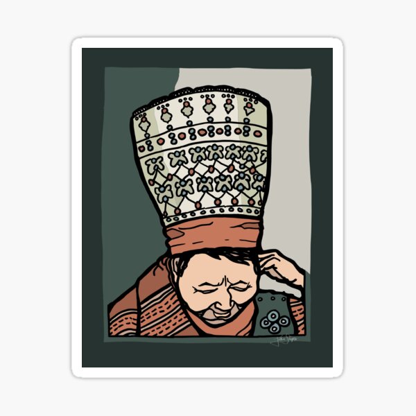 "Turkmen Woman in Traditional Hat" Sticker for Sale by ParaPrints ...