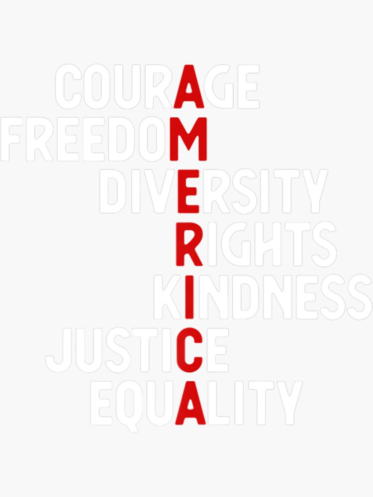"America Courage Freedom Diversity Rights Kindness Justice Eq Premium ...