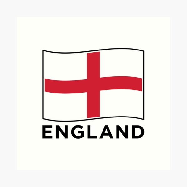 "England Wave Flag (Text Under on White)" Art Print for Sale by STUDIO ...