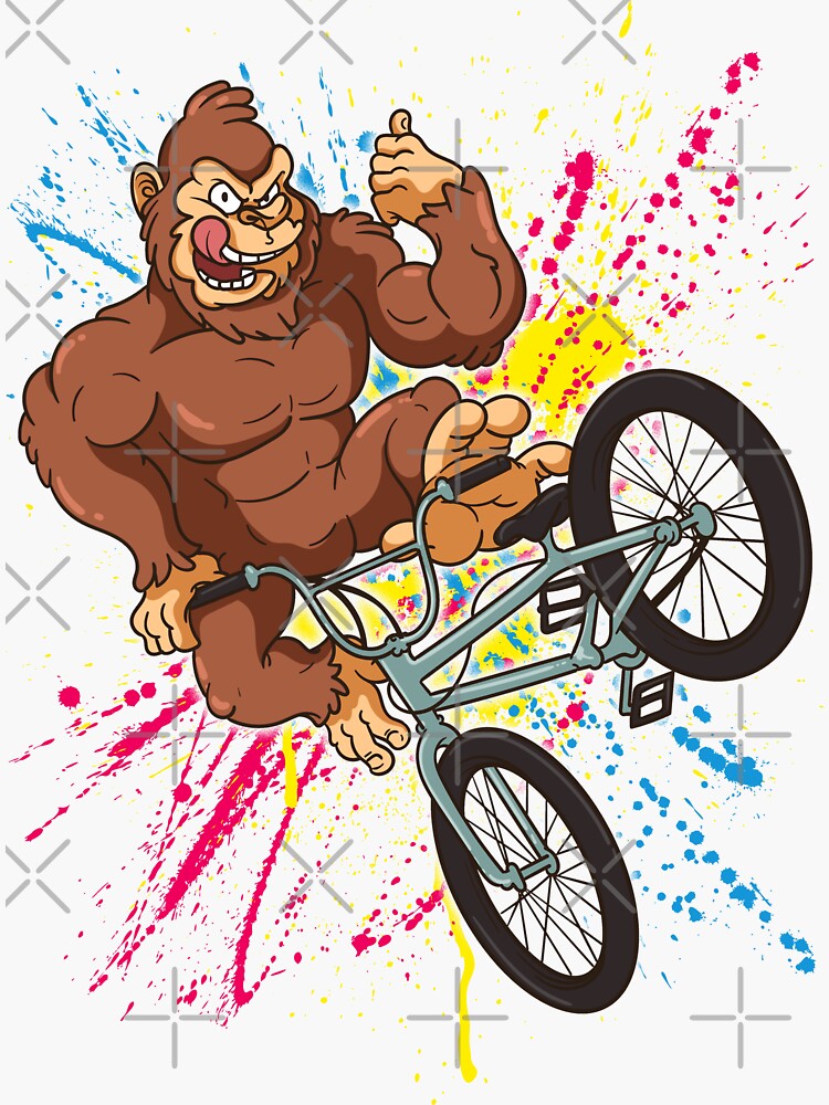 "Funny Gorilla BMX Bike Biking Bicycle Motocross" Sticker for Sale by ...