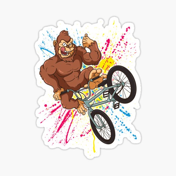 "Funny Gorilla BMX Bike Biking Bicycle Motocross" Sticker for Sale by ...