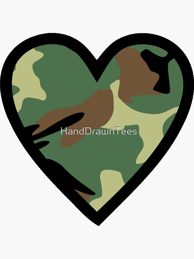 "Camo Heart F" Sticker by HandDrawnTees | Redbubble