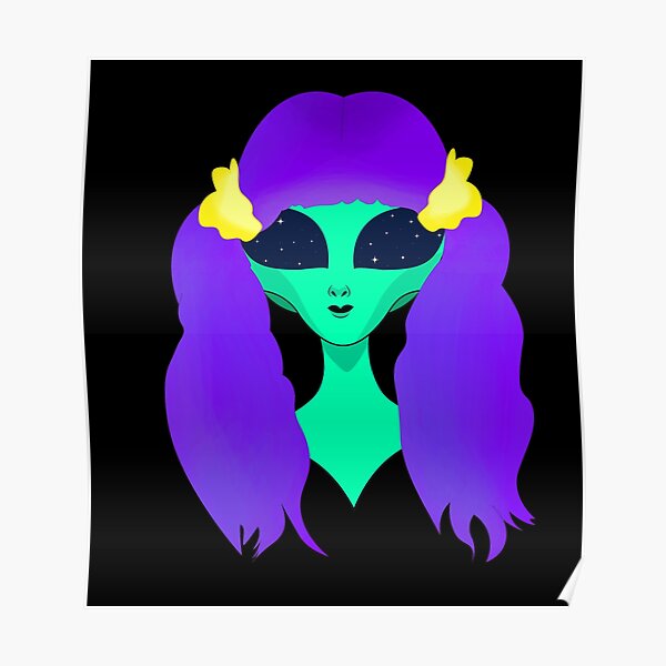 "Alien With Cute Hairstyle" Poster for Sale by docado | Redbubble