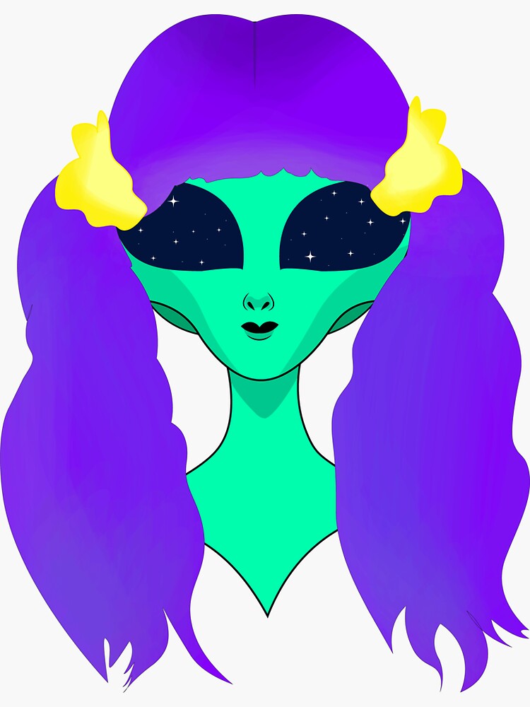 "Alien With Cute Hairstyle" Sticker for Sale by docado | Redbubble