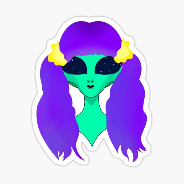 "Alien With Cute Hairstyle" Sticker for Sale by docado | Redbubble