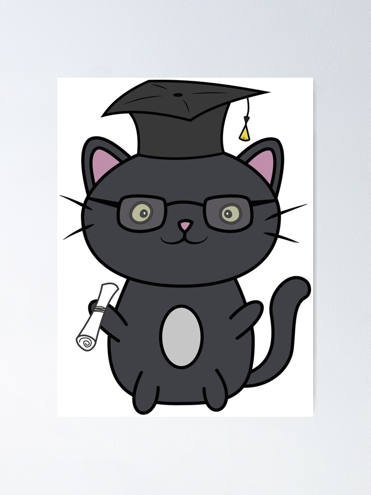 Póster «Lindo gato graduado con birrete y certificado - Smart Cat» de ...