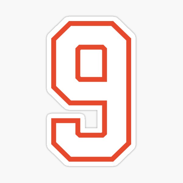 "Sports Number 9, white orange color lucky sport nine" Sticker for Sale ...