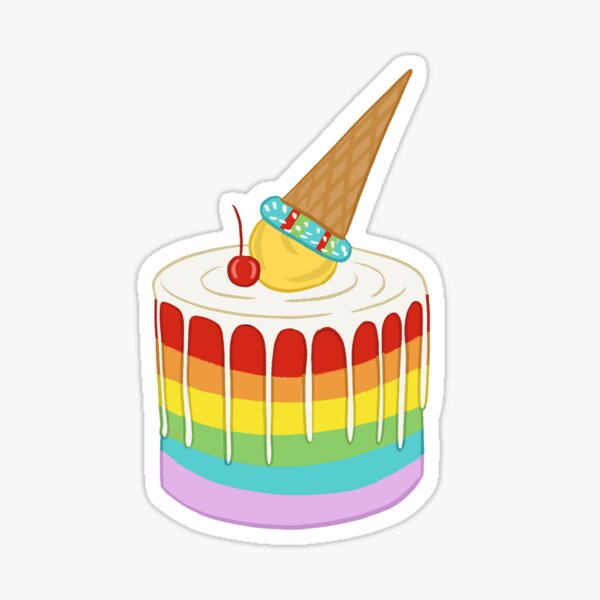"Rainbow Ice cream Cake" Sticker for Sale by StickerBaker | Redbubble