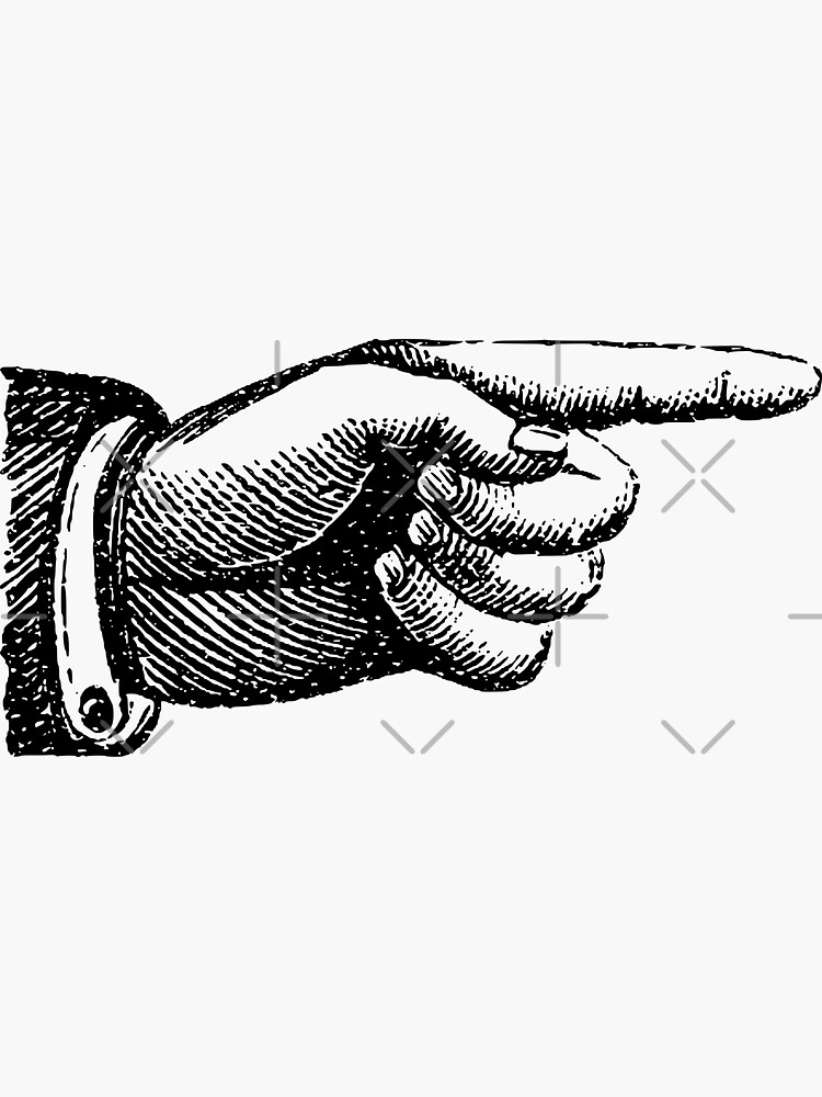 "Vintage Pointing Hand Graphic" Sticker for Sale by MadEDesigns | Redbubble