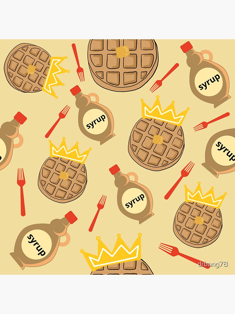 "Waffle Crown Syrup Fork Pattern Breakfast Lover Foodie" Sticker for ...