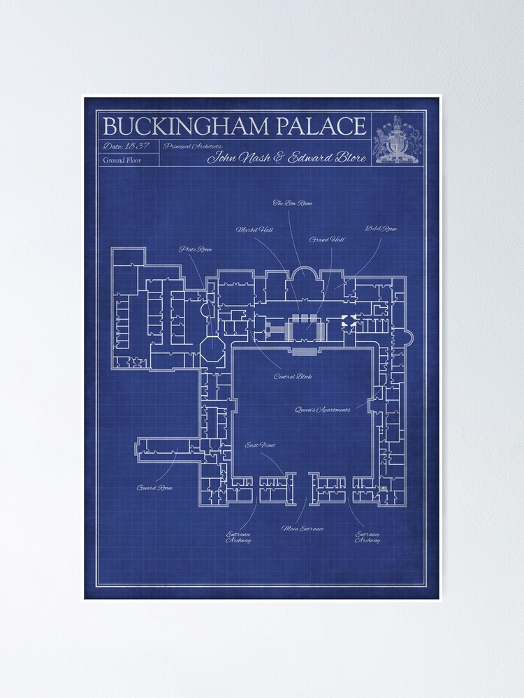 "Buckingham Palace (Ground Floor) Blueprint" Poster for Sale by ...