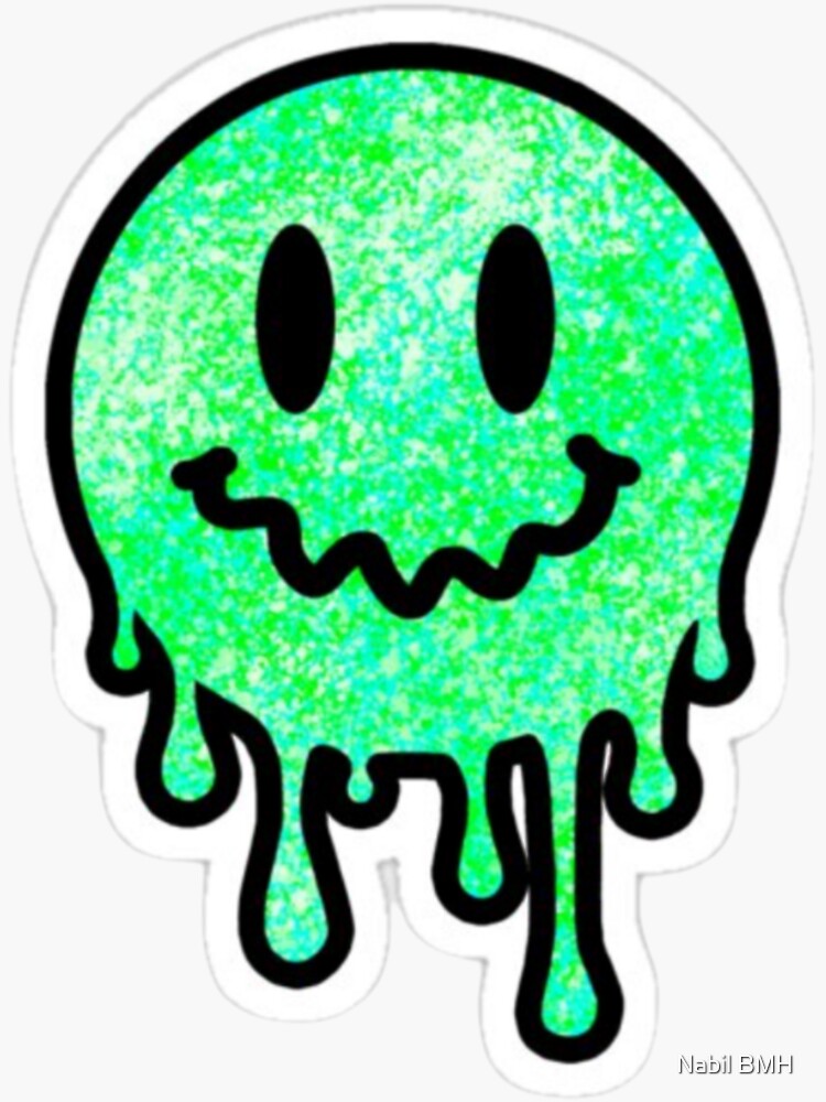"Green Dripping Smiley Face" Sticker for Sale by Bhmnabil18 | Redbubble