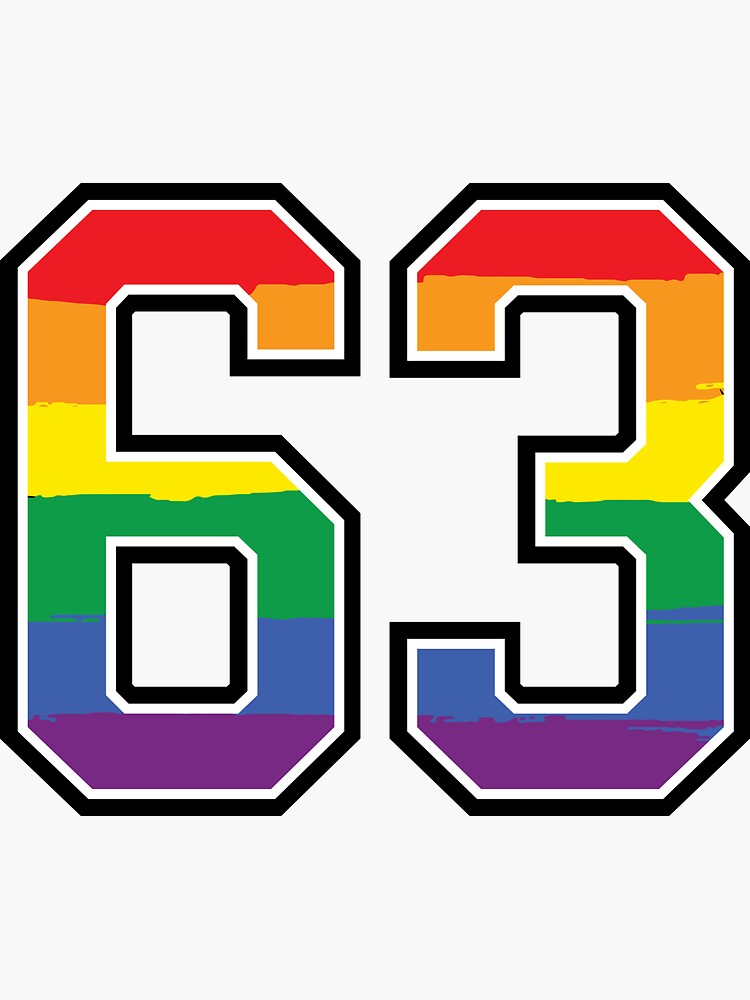 "Number 63 Rainbow LGBT pride sixty three" Sticker for Sale by ...